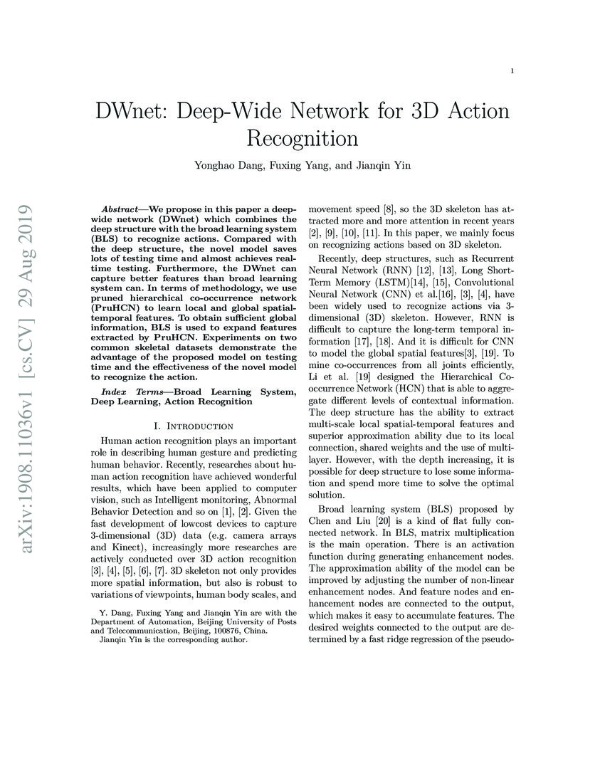 DWnet: Deep-Wide Network for 3D Action Recognition | DeepAI