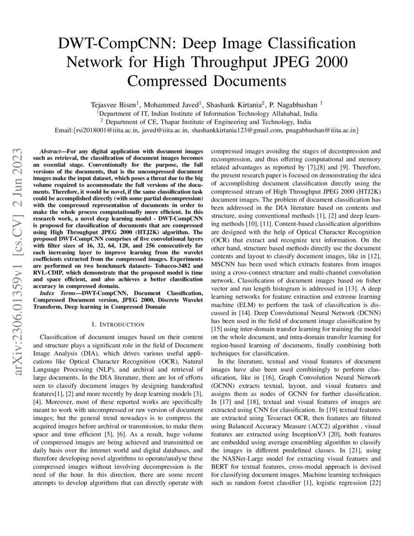 DWT-CompCNN: Deep Image Classification Network for High Throughput JPEG 2000 Compressed ...