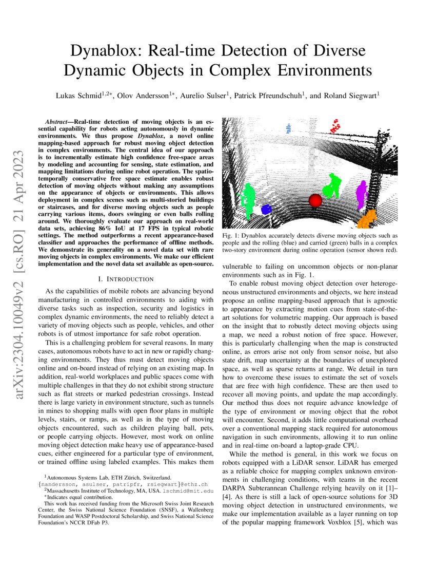 Dynablox Real Time Detection Of Diverse Dynamic Objects In Complex Environments Deepai