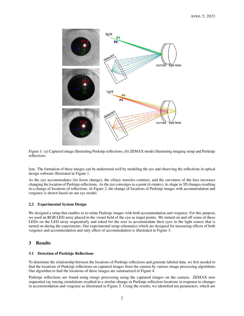 Dynamic Accommodation Measurement using Purkinje Images and ML Algorithms | DeepAI