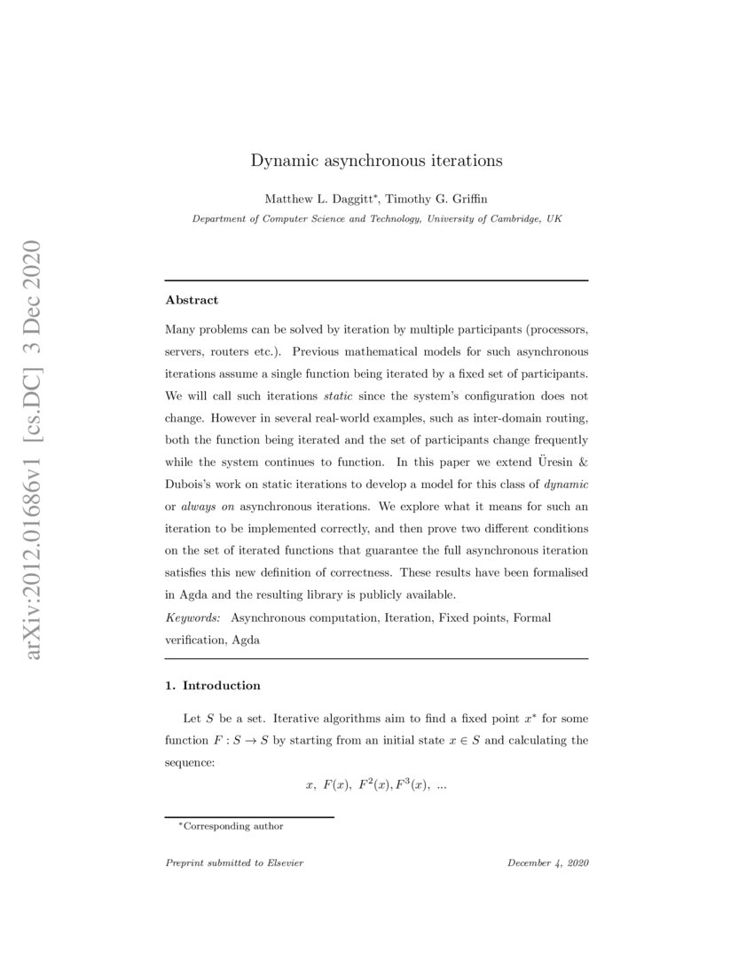 Dynamic Asynchronous Iterations Deepai
