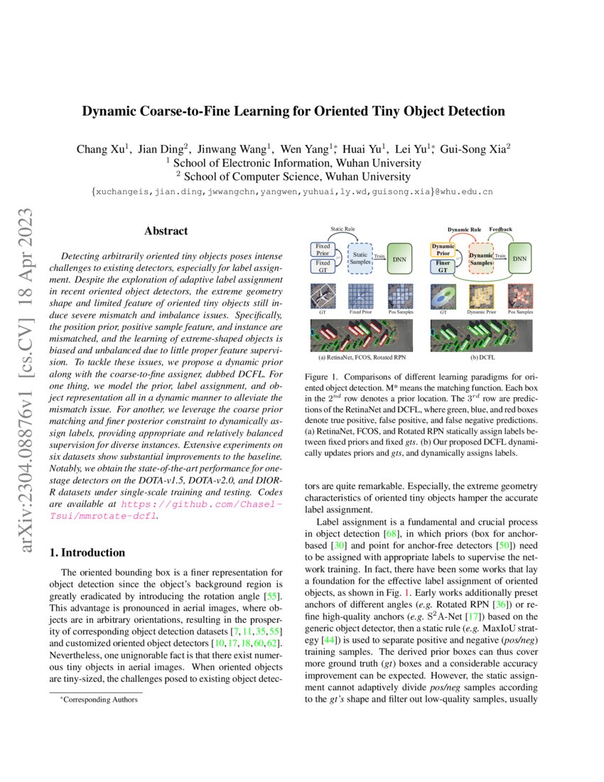 Dynamic Coarse To Fine Learning For Oriented Tiny Object Detection Deepai