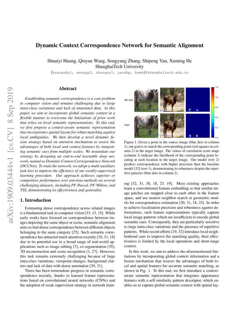Dynamic Context Correspondence Network for Semantic Alignment | DeepAI