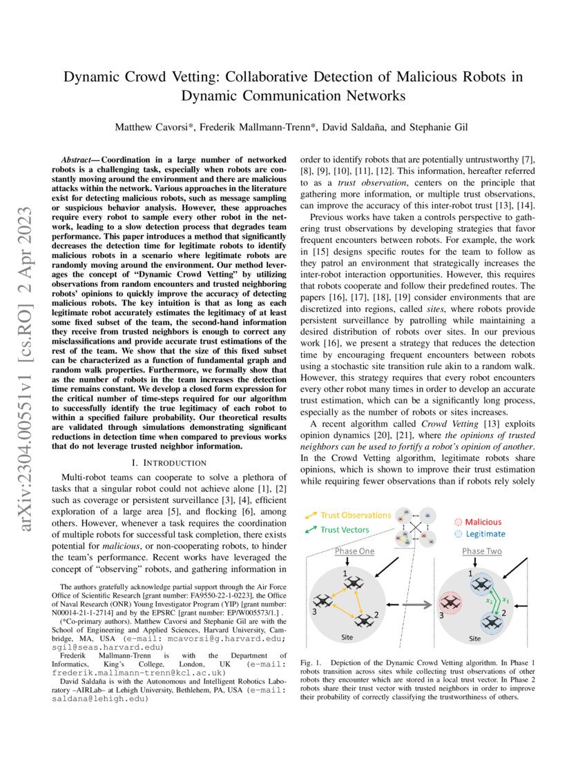 Dynamic Crowd Vetting: Collaborative Detection of Malicious Robots in Dynamic Communication ...