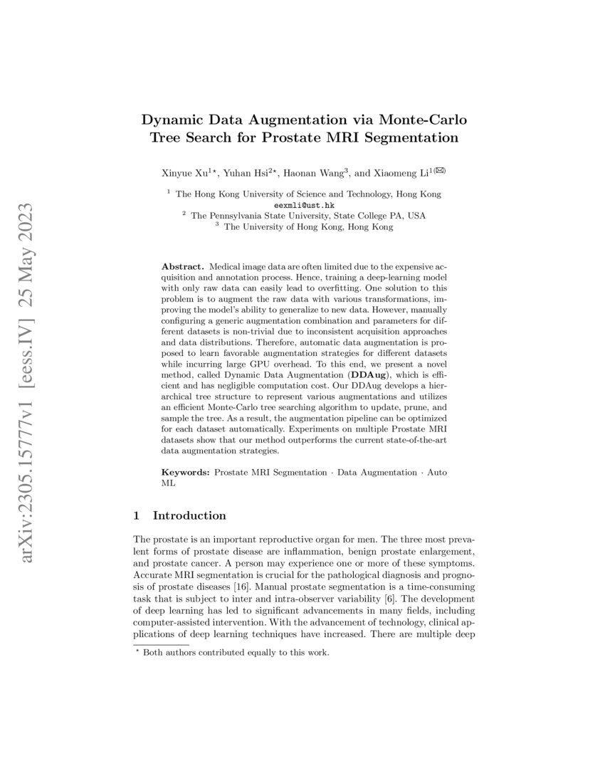 Dynamic Data Augmentation Via Mcts For Prostate Mri Segmentation Deepai