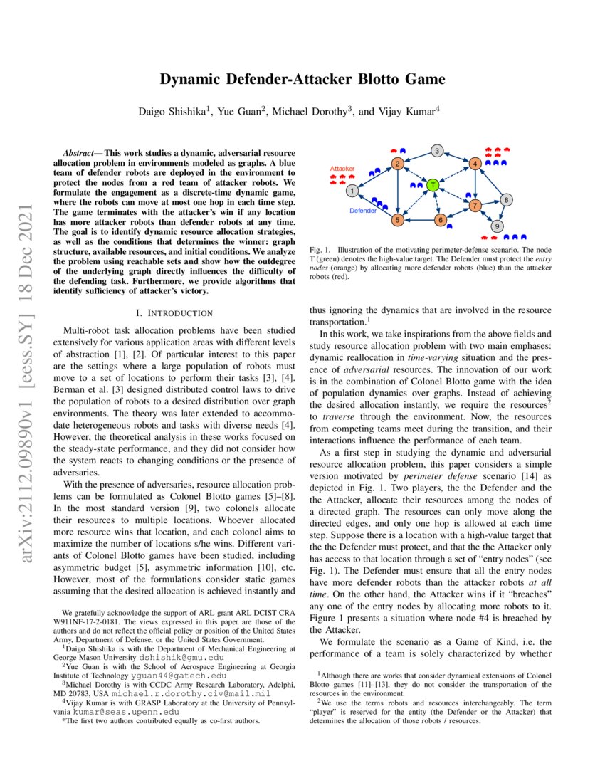 Dynamic Defender-Attacker Blotto Game | DeepAI