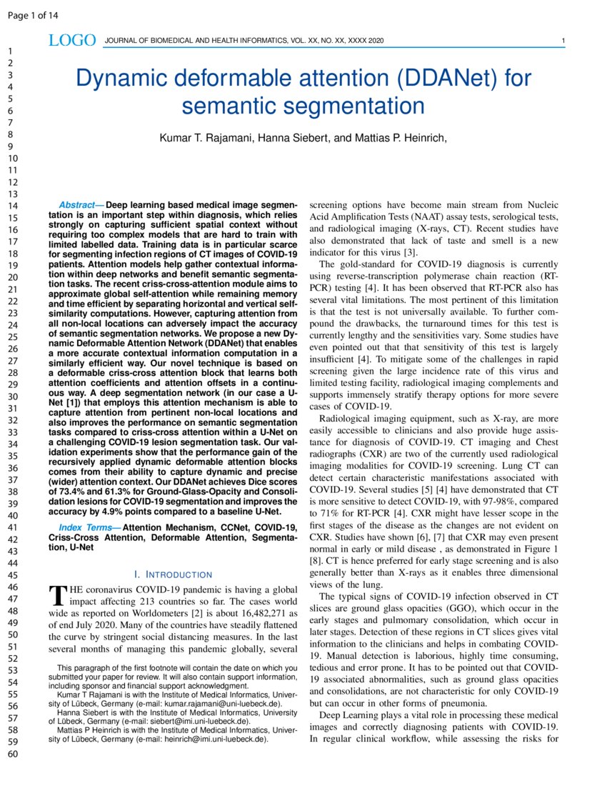 Dynamic deformable attention (DDANet) for semantic segmentation | DeepAI