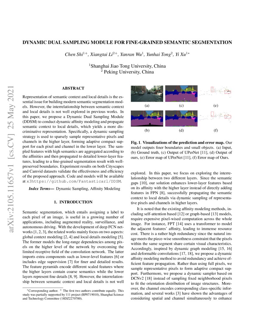 Dynamic Dual Sampling Module for Fine-Grained Semantic Segmentation | DeepAI