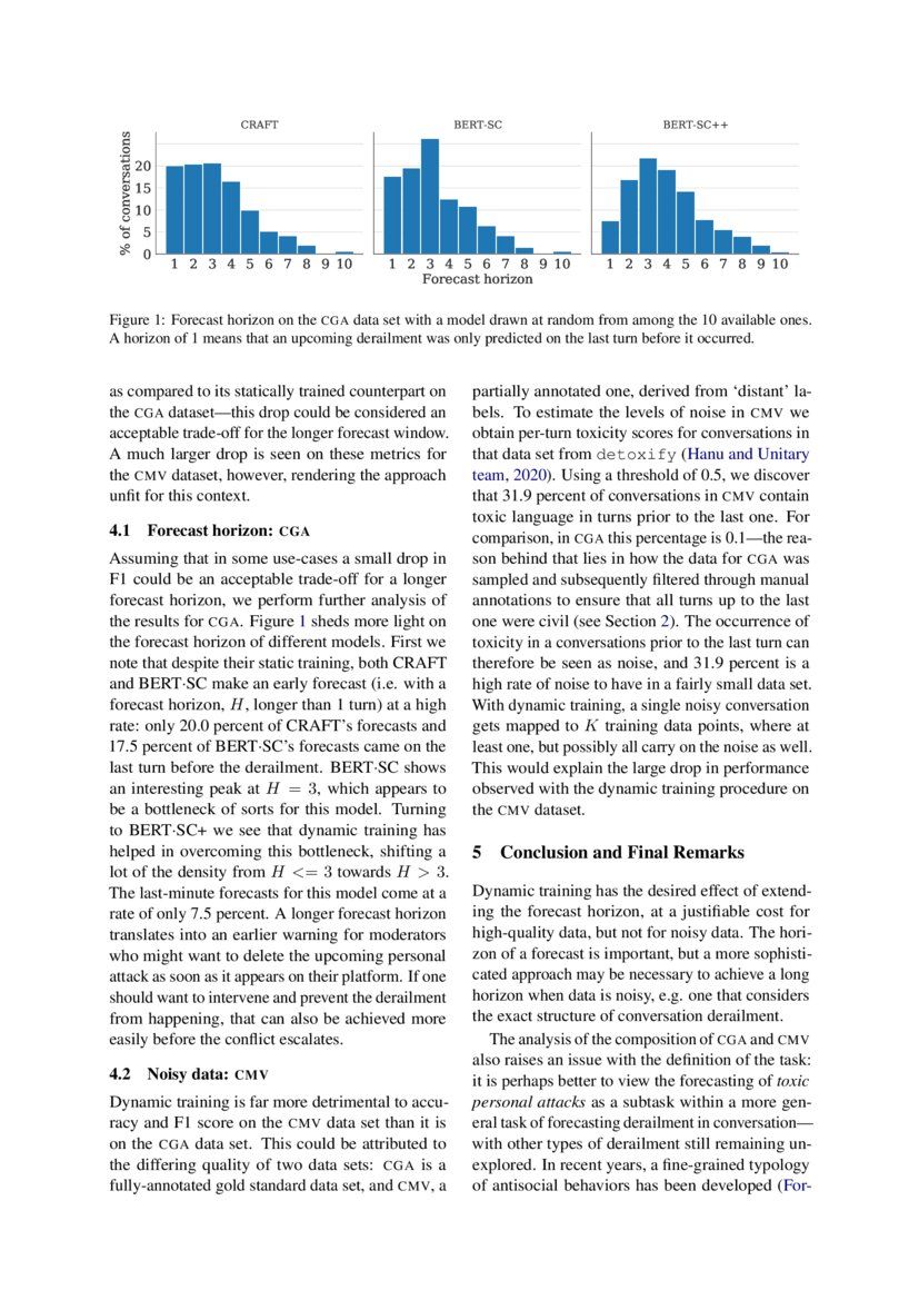 Dynamic Forecasting of Conversation Derailment | DeepAI