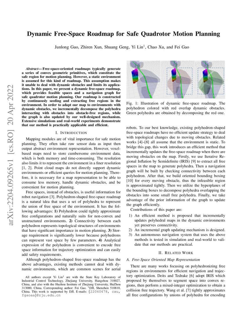 Dynamic Free-Space Roadmap for Safe Quadrotor Motion Planning | DeepAI