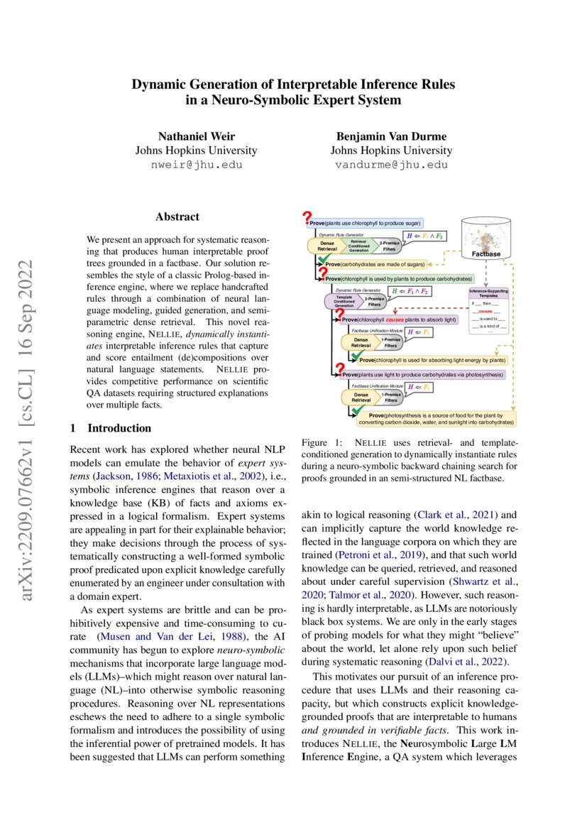 Dynamic Generation Of Interpretable Inference Rules In A Neuro Symbolic Expert System Deepai 