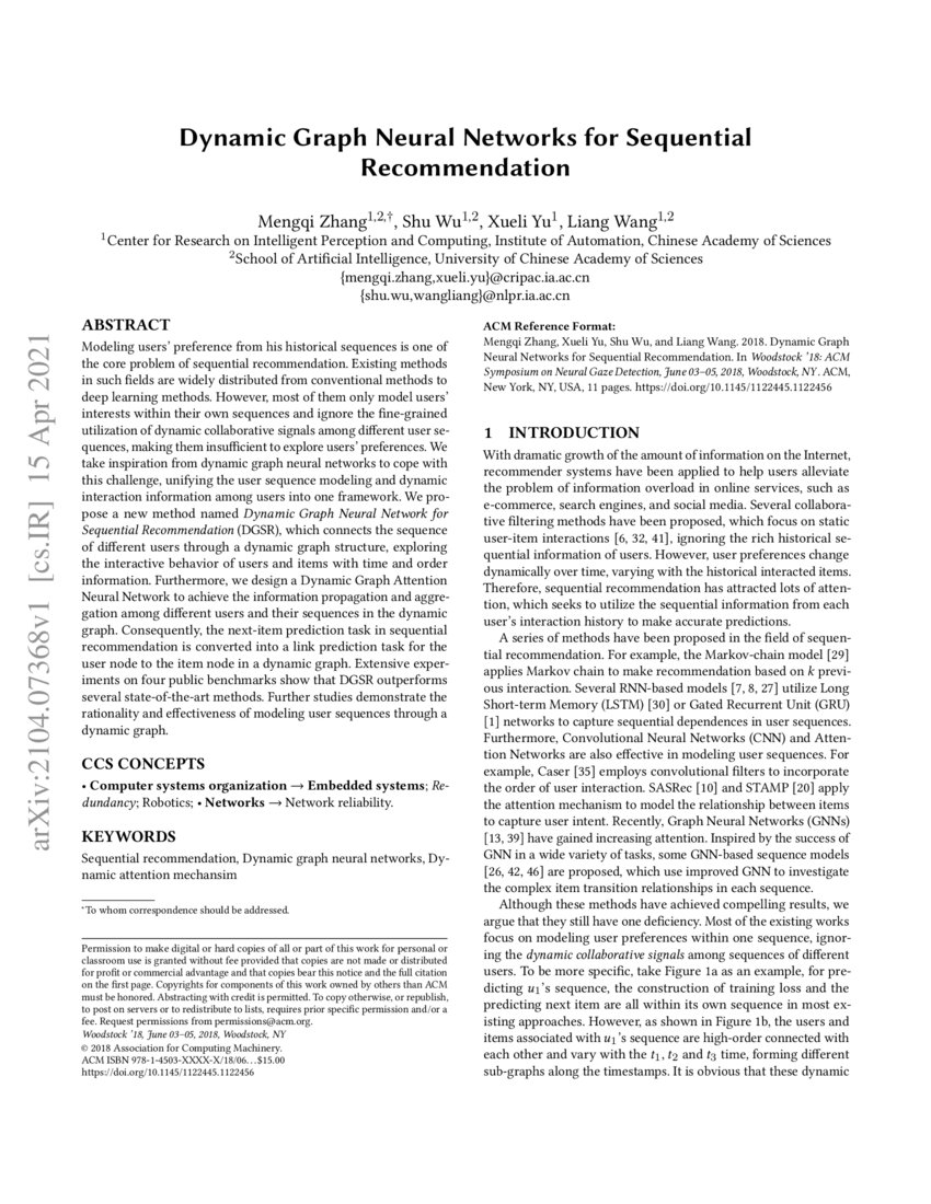 Dynamic Graph Neural Networks For Sequential Recommendation Deepai