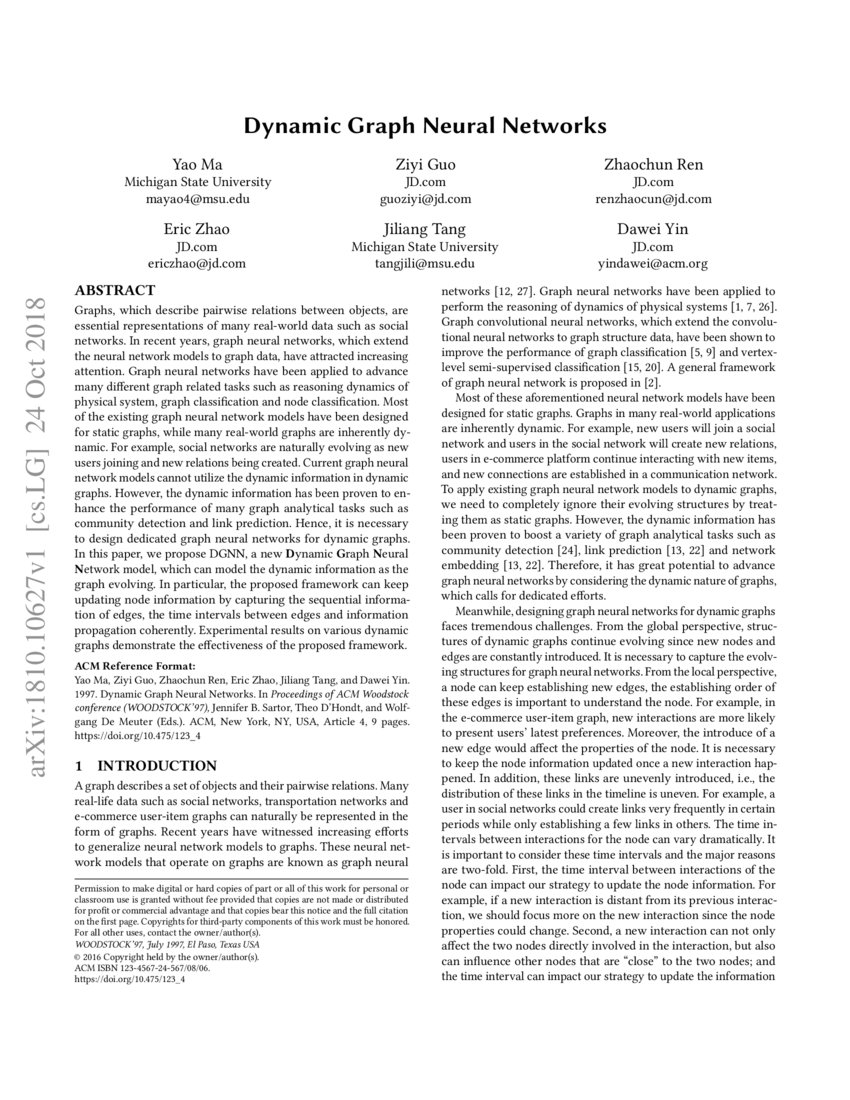 Dynamic Graph Neural Networks Deepai