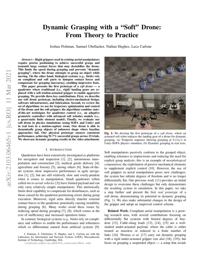 Dynamic Grasping with a "Soft" Drone: From Theory to Practice | DeepAI