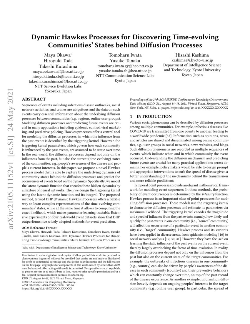 Dynamic Hawkes Processes for Discovering Time-evolving Communities ...