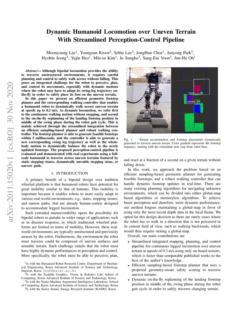 Dynamic Humanoid Locomotion over Uneven Terrain With Streamlined Perception-Control Pipeline ...