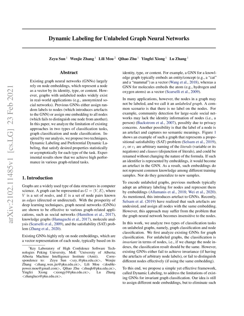 Dynamic Labeling for Unlabeled Graph Neural Networks | DeepAI