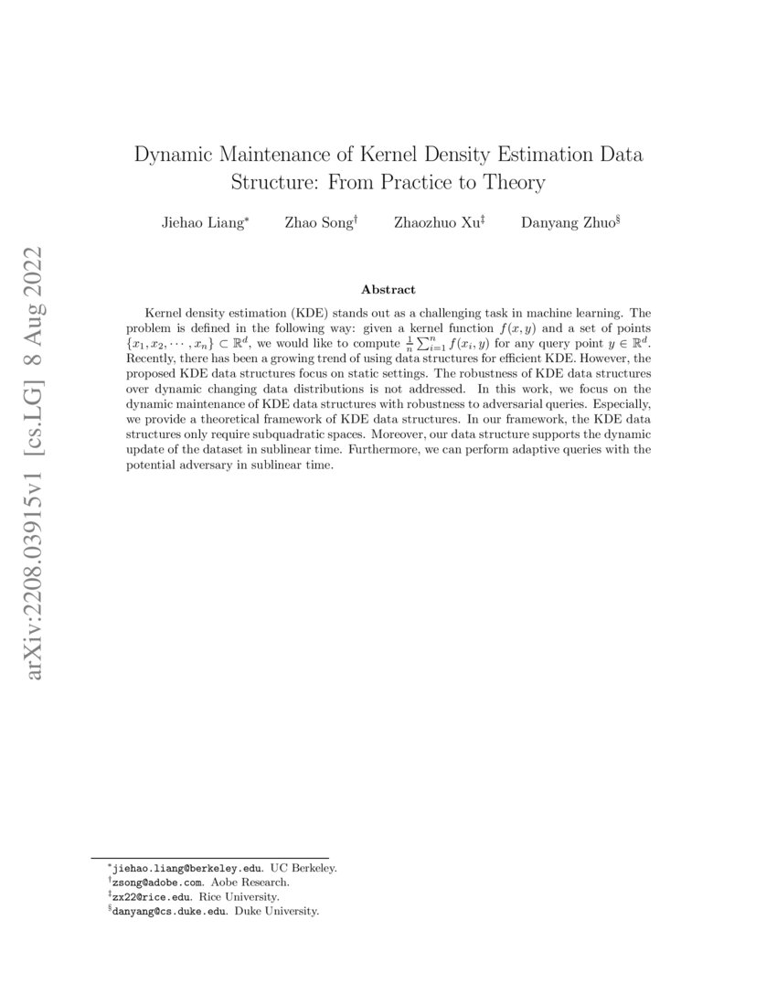 Dynamic Maintenance Of Kernel Density Estimation Data Structure From Practice To Theory Deepai