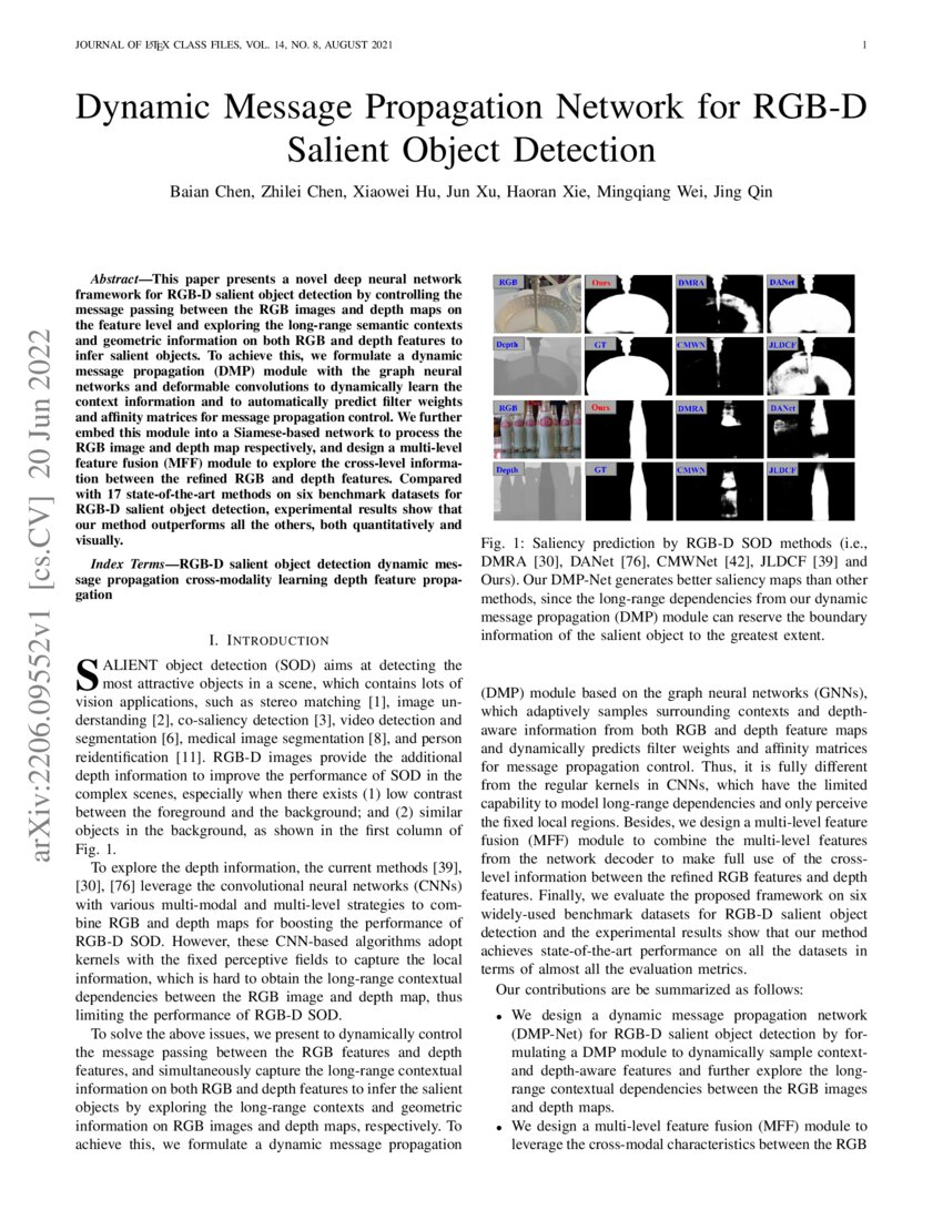 Dynamic Message Propagation Network For Rgb D Salient Object Detection