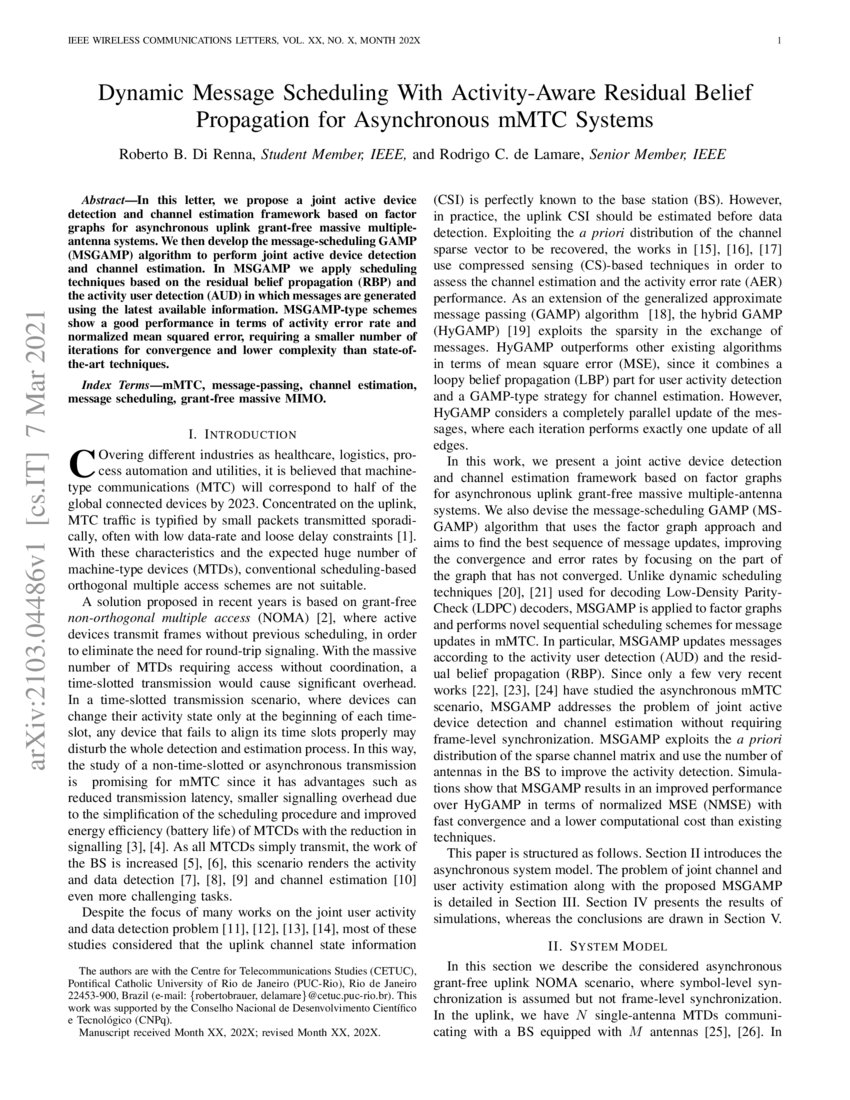 Dynamic Message Scheduling With Activity Aware Residual Belief Propagation For Asynchronous Mmtc