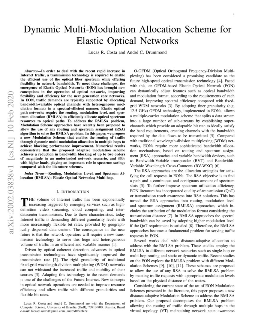 Dynamic Multi Modulation Allocation Scheme For Elastic Optical Networks Deepai 