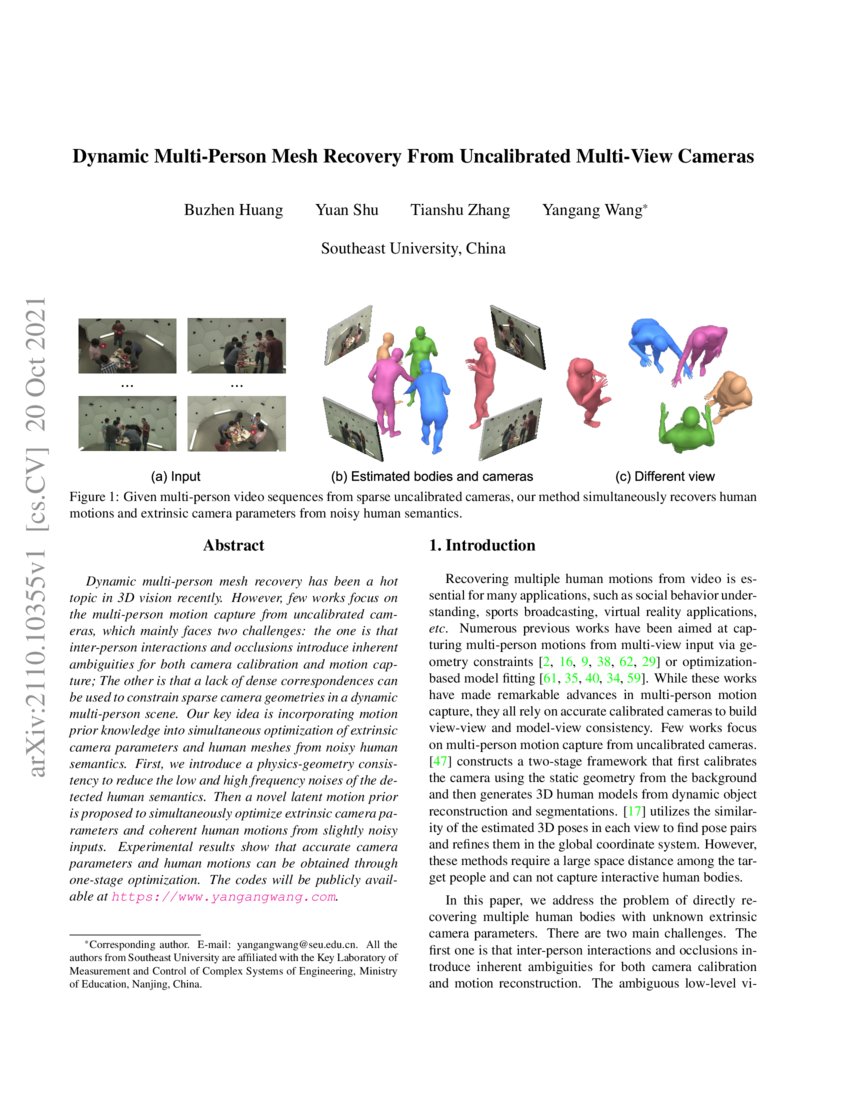 Dynamic Multi-Person Mesh Recovery From Uncalibrated Multi-View Cameras ...