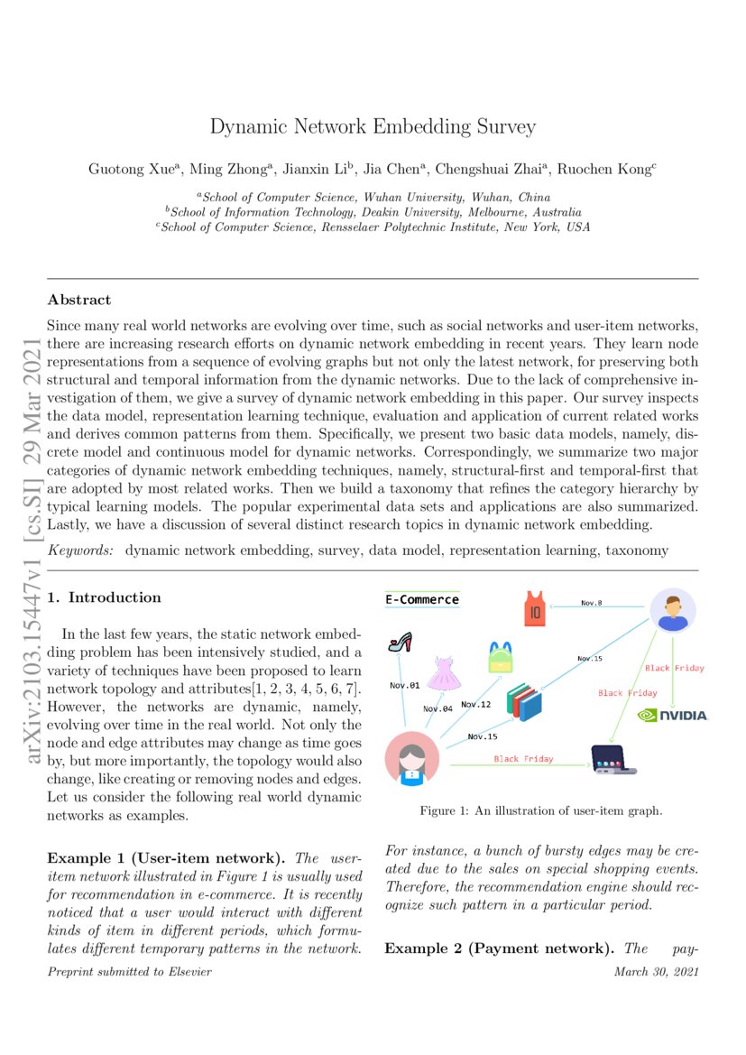 Dynamic Network Embedding Survey | DeepAI