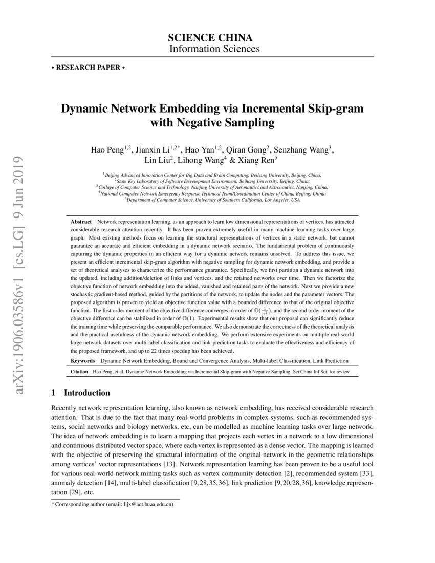 Dynamic Network Embedding via Incremental Skip-gram with Negative Sampling | DeepAI