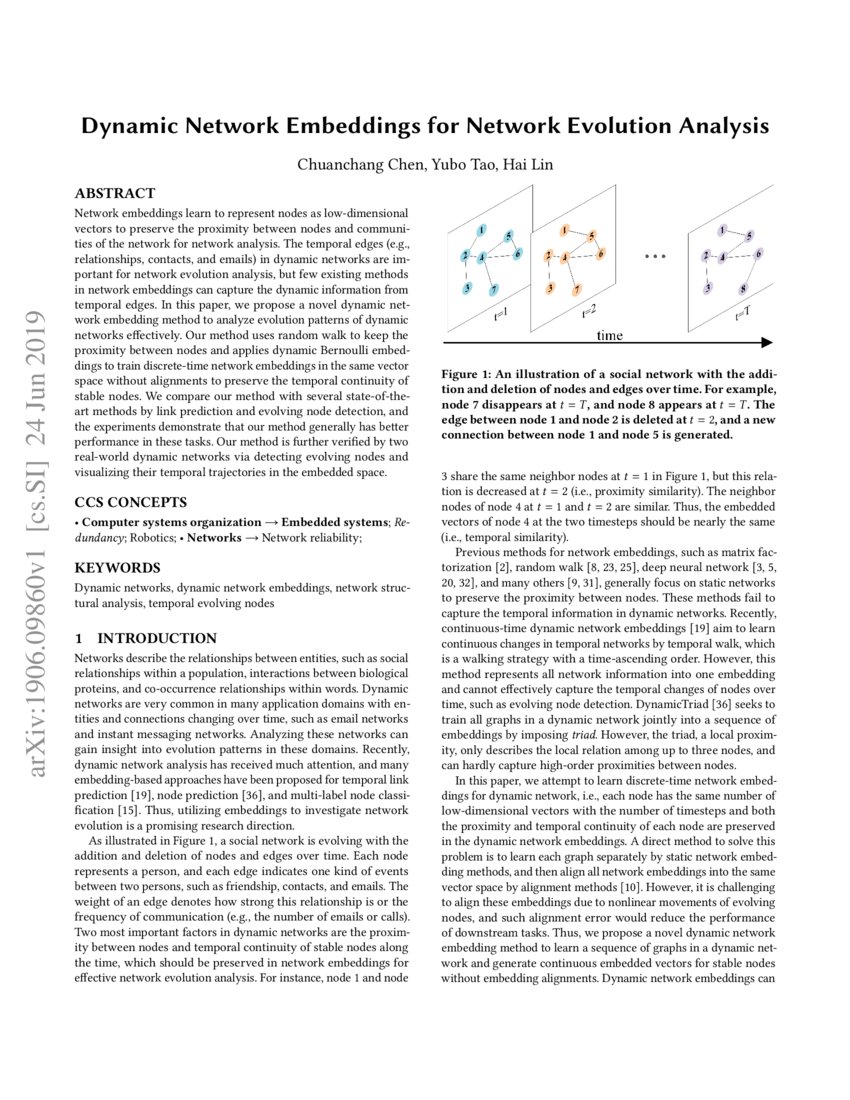 Dynamic Network Embeddings for Network Evolution Analysis | DeepAI