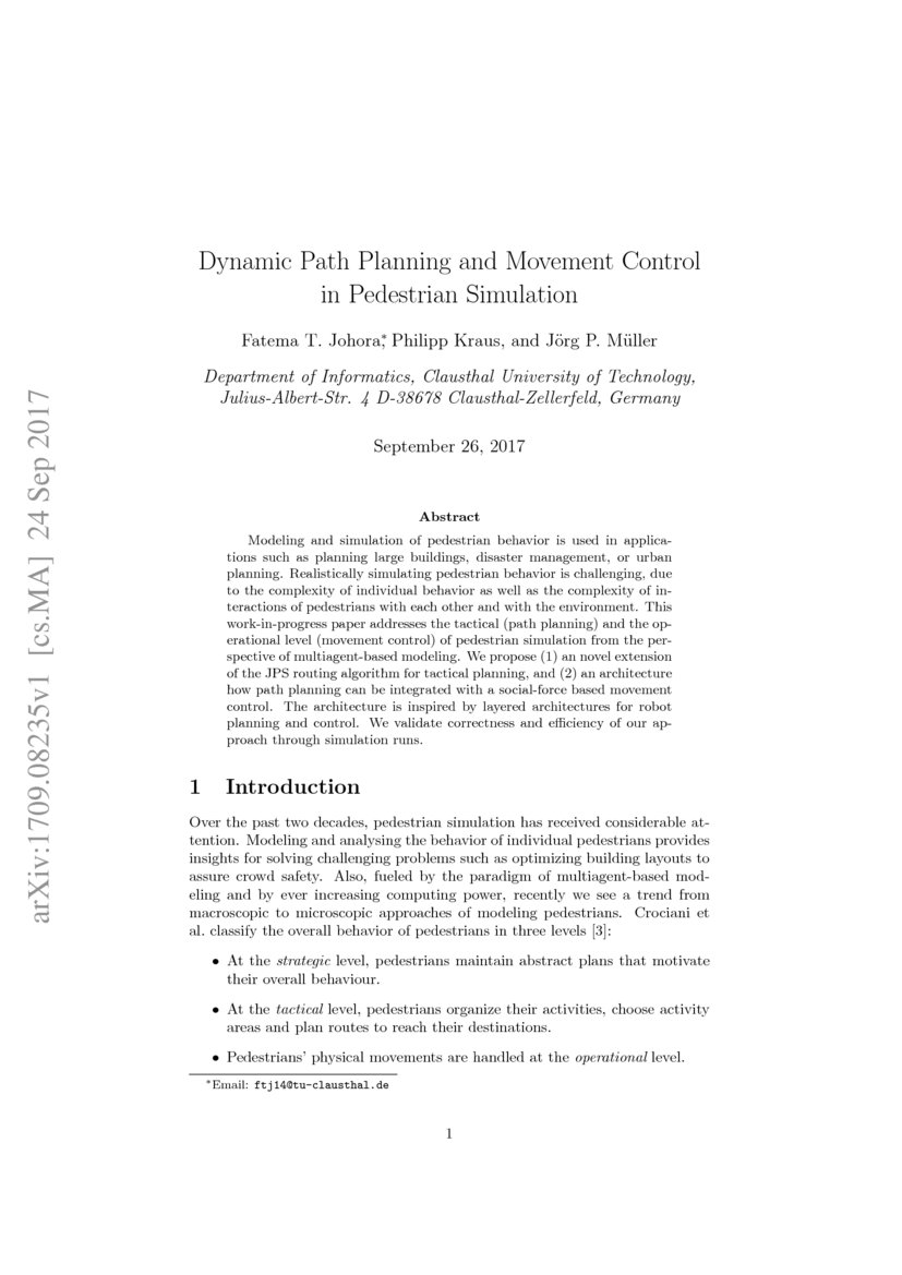 Dynamic Path Planning and Movement Control in Pedestrian Simulation ...