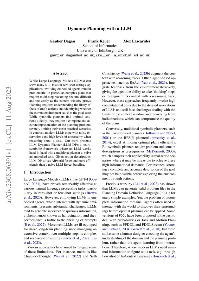 Dynamic Planning with a LLM | DeepAI