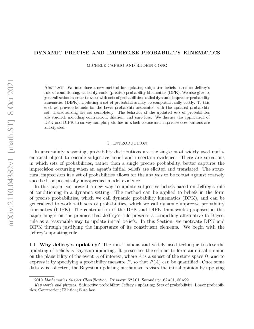 Dynamic Precise and Imprecise Probability Kinematics | DeepAI