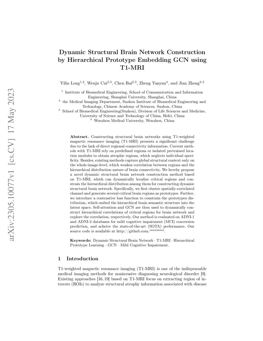 Dynamic Structural Brain Network Construction by Hierarchical Prototype Embedding GCN using T1 ...