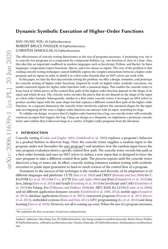 Dynamic Symbolic Execution Of Higher Order Functions Deepai