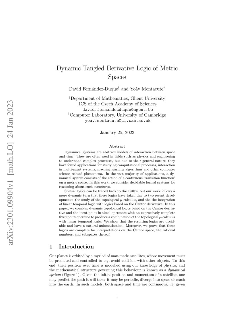 Dynamic Tangled Derivative Logic of Metric Spaces | DeepAI