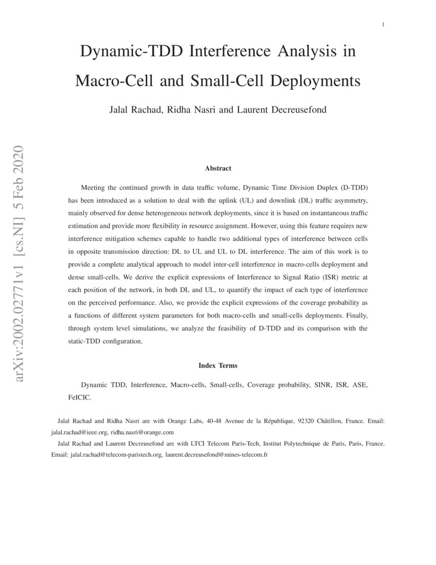 Dynamic-TDD Interference Analysis in Macro-Cell and Small-Cell Deployments | DeepAI