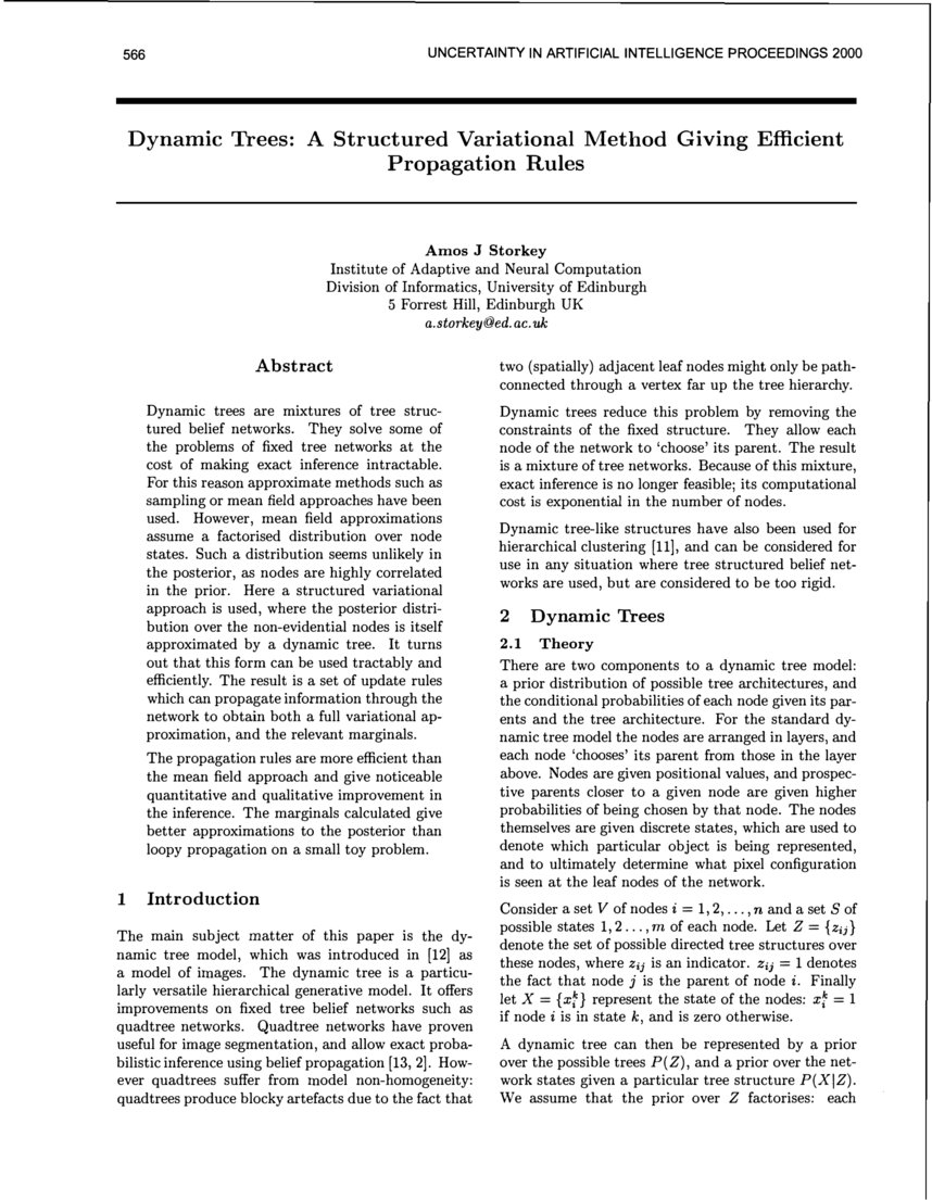 Dynamic Trees A Structured Variational Method Giving Efficient Propagation Rules Deepai 9115