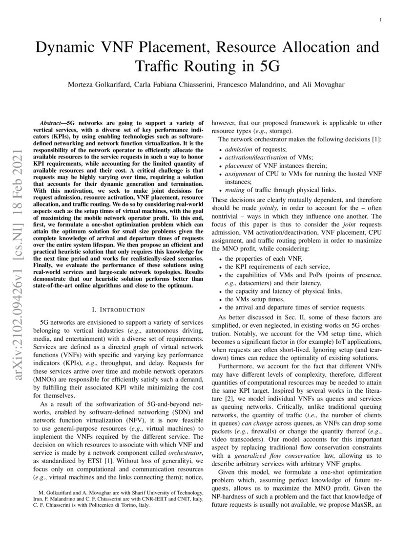 Dynamic VNF Placement, Resource Allocation and Traffic Routing in 5G ...