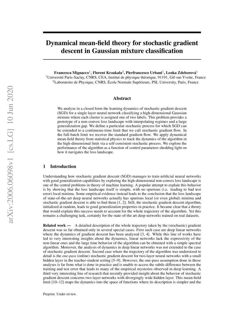 Dynamical mean-field theory for stochastic gradient descent in Gaussian mixture classification ...