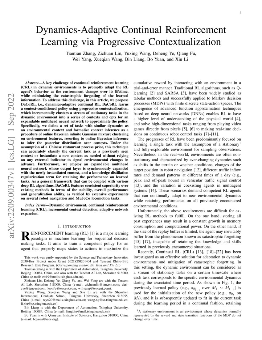 Dynamics Adaptive Continual Reinforcement Learning Via Progressive Contextualization Deepai
