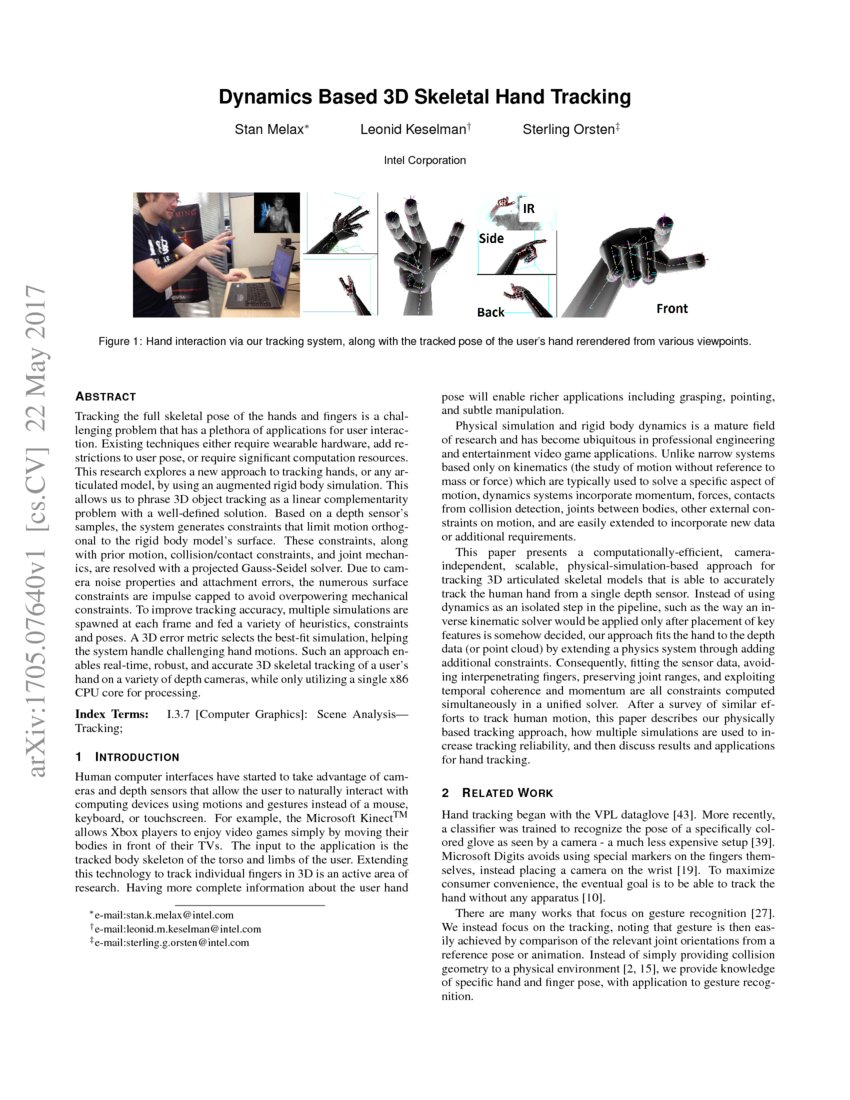 Dynamics Based 3D Skeletal Hand Tracking | DeepAI