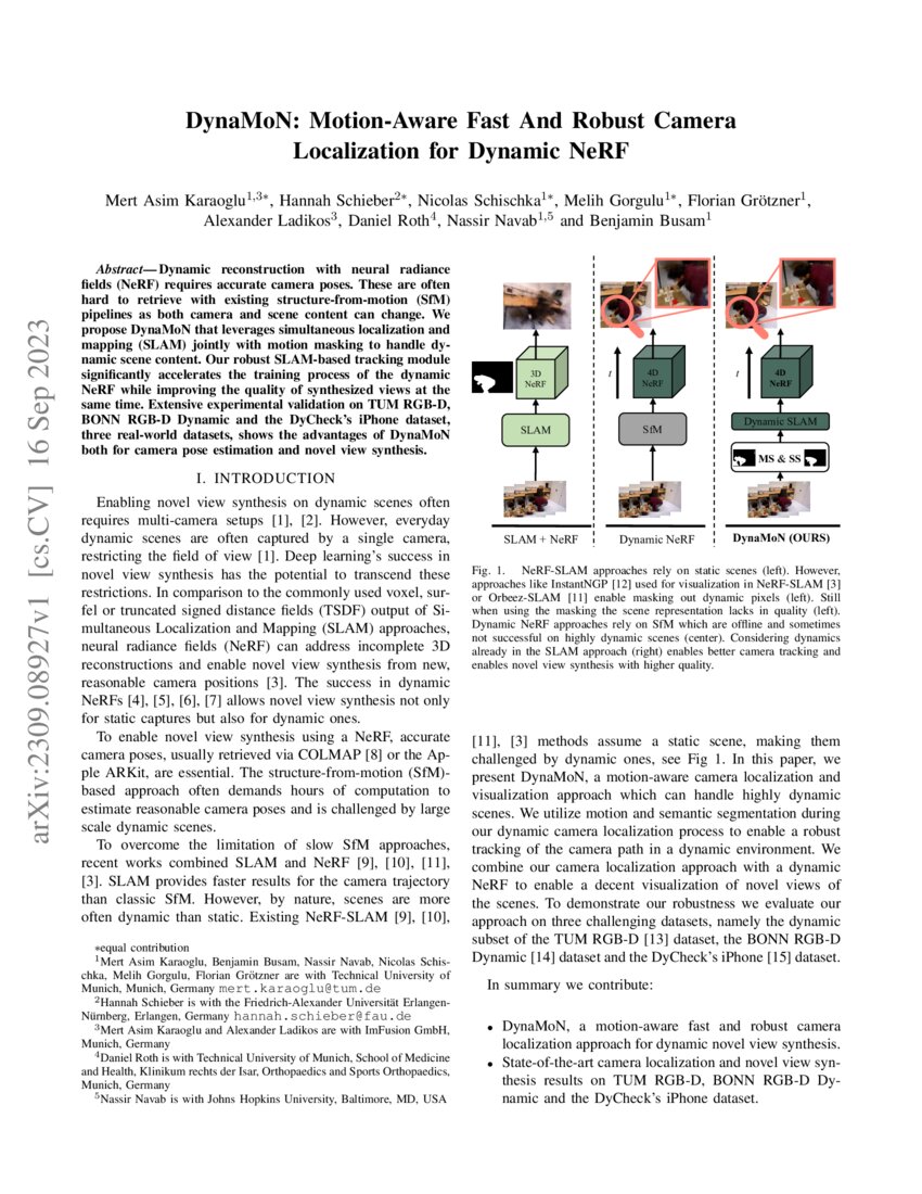 DynaMoN: Motion-Aware Fast And Robust Camera Localization for Dynamic NeRF | DeepAI