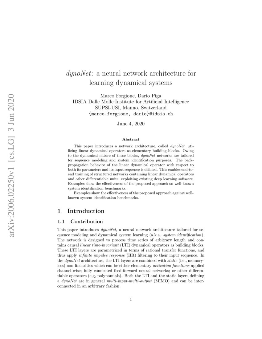dynoNet: a neural network architecture for learning dynamical systems | DeepAI