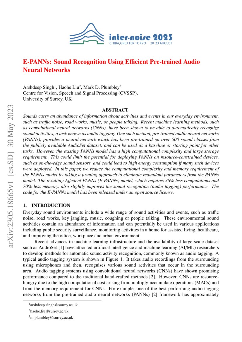 E Panns Sound Recognition Using Efficient Pre Trained Audio Neural