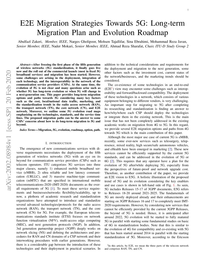 E2E Migration Strategies Towards 5G: Long-term Migration Plan and ...