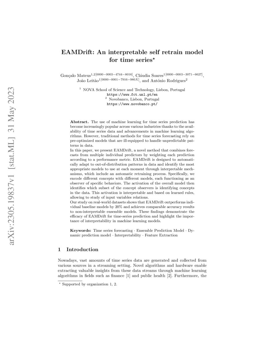 Eamdrift An Interpretable Self Retrain Model For Time Series Deepai