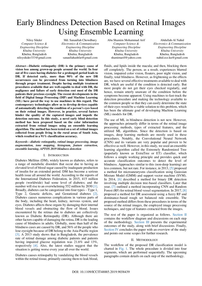 Early Blindness Detection Based on Retinal Images Using Ensemble ...