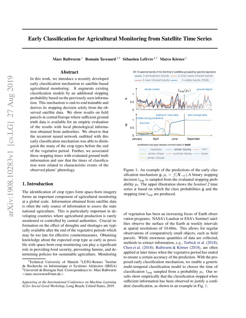 Early Classification For Agricultural Monitoring From Satellite Time Series Deepai