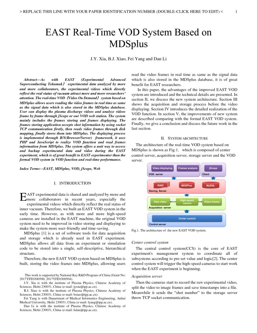EAST Real-Time VOD System Based on MDSplus | DeepAI