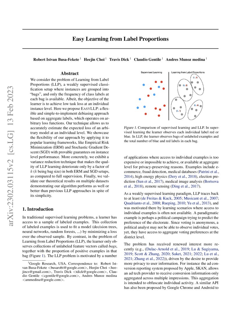 Easy Learning from Label Proportions | DeepAI